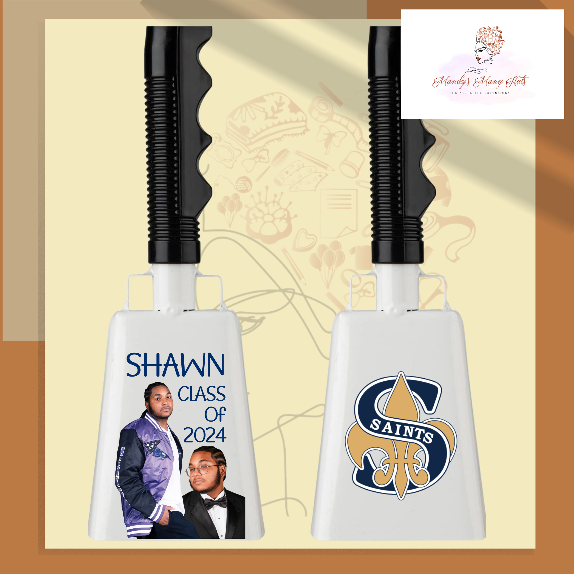 Custom Cowbell – Mandy's Many Hats